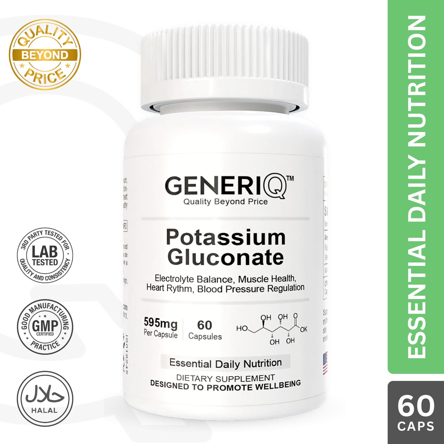 GENERIQ™ Potassium Gluconate, 595mg